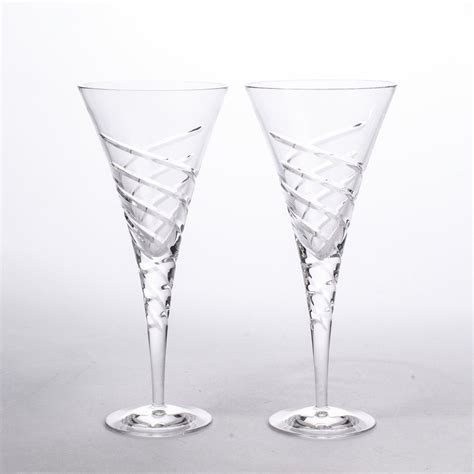 Set Of Six Swirl Conical Wine Glasses