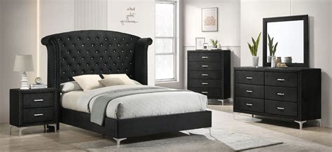 Lucinda 5 Pc King Bedroom Set In Black 2882 By Crown Mark