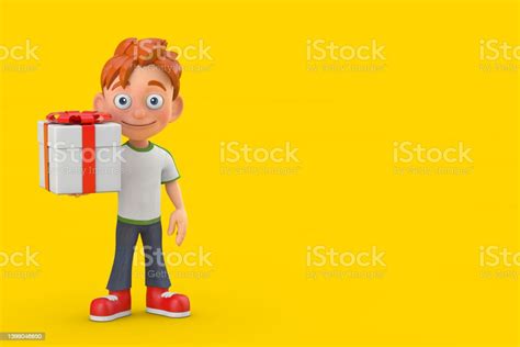 만화 작은 소년 십대 사람 캐릭터 마스코트와 빨간 리본과 선물 상자 3d 렌더링 교육에 대한 스톡 사진 및 기타 이미지 교육 귀여운 기념일 Istock