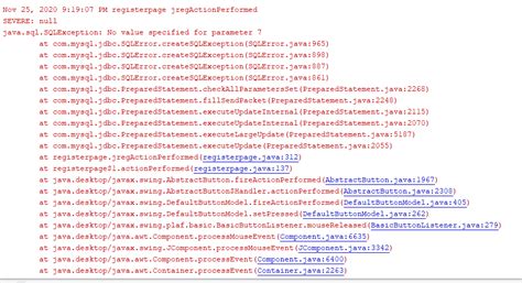 Mysql Javasqlsqlexception No Value Specified For Parameter 7