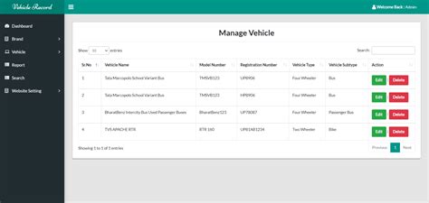 Vehicle Record Managment System Project Using Php And Mysql Phpgurukul