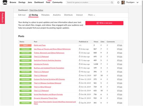 Suggested Improvement To Layout Of Devlog Posts Table · Issue 1049