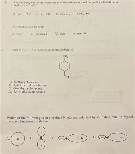Solved For Methane What Is The Hybridization Of The Carbon
