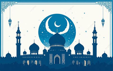 라마단 평온 초승달과 이슬람 건축 모스크 실루엣 라마단 축하 매달린 등불 배경 일러스트 및 사진 무료 다운로드 Pngtree
