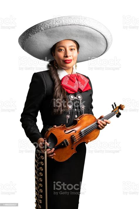 Female Mexican Mariachi Woman Smiling Using A Traditional Mariachi Girl