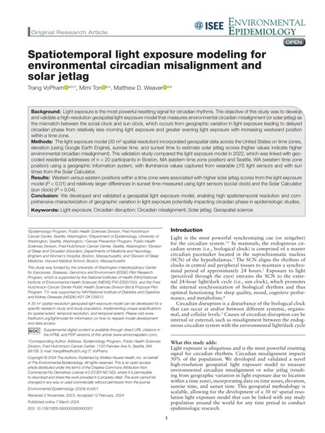 Pdf Spatiotemporal Light Exposure Modeling For Environmental