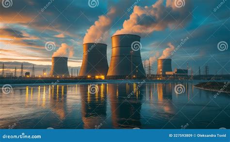 Nuclear Power Plant With A Containment Building Housing A Nuclear Reactor Stock Image Image Of