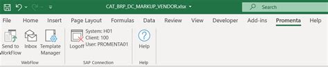 Excel Add In V1 Promenta Documentation
