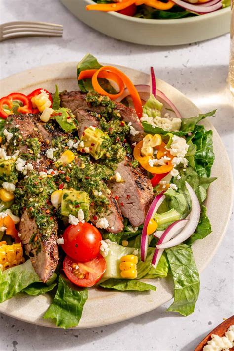 Flank Steak And Avocado Chimichurri Salad Rachaels Good Eats