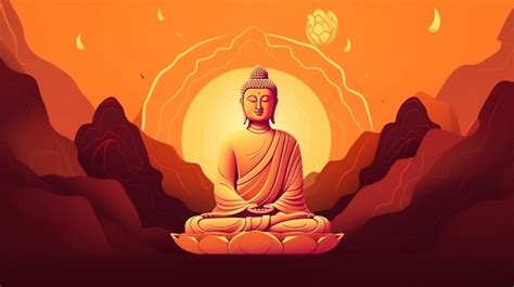 Premium Photo A Poster With A Buddha Sitting In Lotus Position