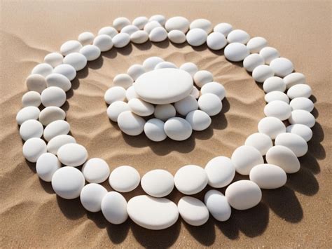 Premium Photo A Stack Of White Pebbles Forming A Circular Pattern On