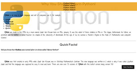 LEARN PYTHON NOW AND DITCH JAVA Codesandbox