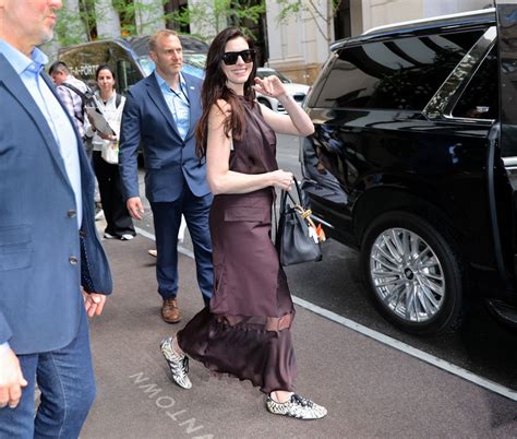 Anne Hathaway Proves Every Summer Slip Dress Needs High Contrast