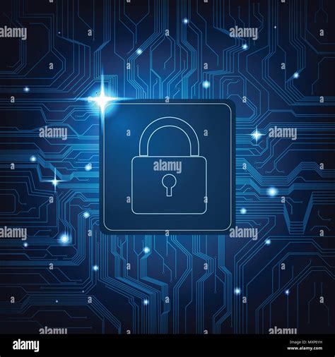 Graphic Symbol Of A Lock On A Computer Circuit Board Technology Computer Security System
