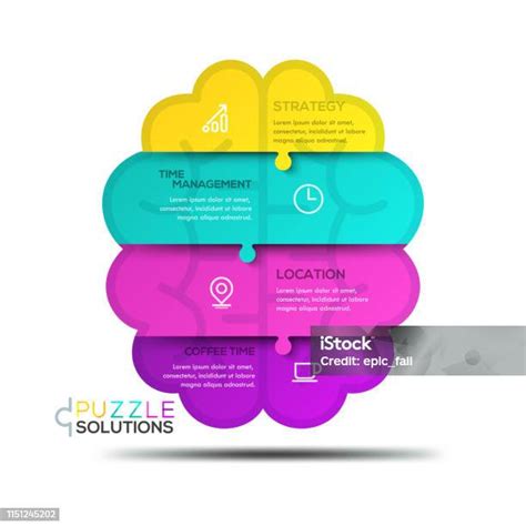 현대 인포 그래픽 디자인 서식 파일 인간의 두뇌의 모양 지 그 소 퍼즐 인포그래픽에 대한 스톡 벡터 아트 및 기타 이미지