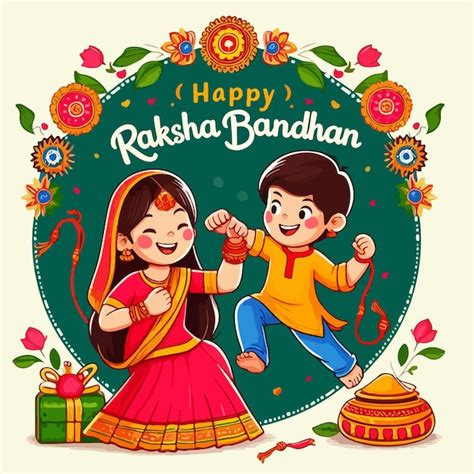 Indian Brother And Sister Festival Happy Raksha Bandhan Concept Happy