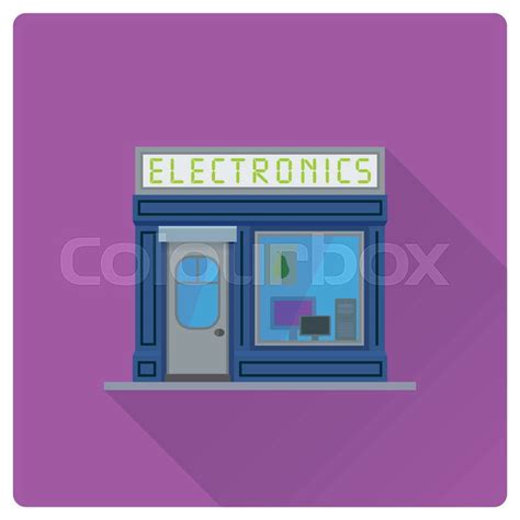 Flat Design Long Shadow Electronics Store Building Vector Il Colourbox