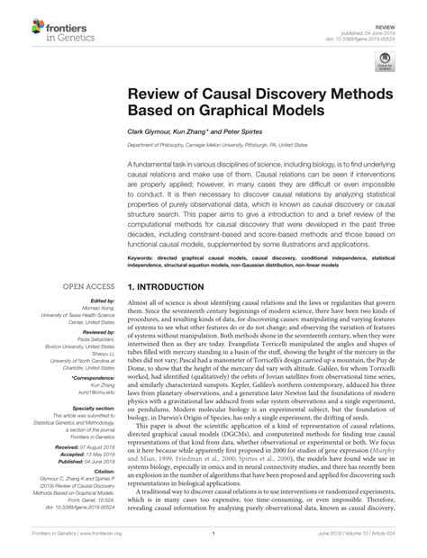 Pdf Review Of Causal Discovery Methods Based On Graphical Models