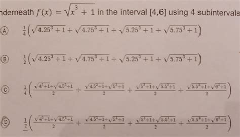 solved which of the following is the midpoint riemann sum