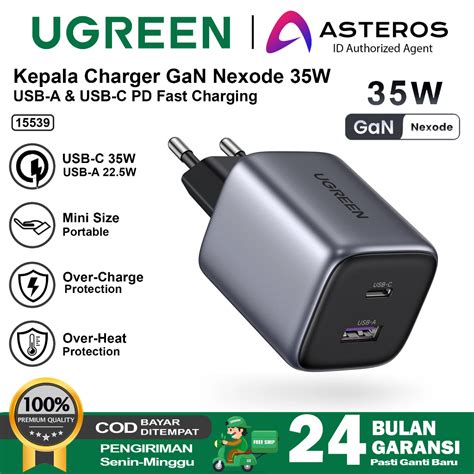 Jual Ugreen Kepala Charger Gan Dual Port Usb A Usb Type C Fast Charging W Shopee