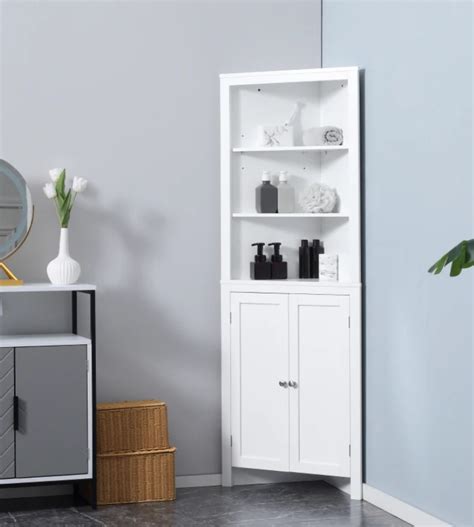 White Corner Cabinet Nanuya Modern White Corner Vanity Unit With