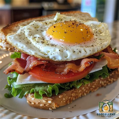 Blt Bacon Lettuce Tomato Sandwich With A Fried Egg