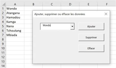 Ajouter et supprimer des données dans une zone de liste modifiable ComboBox dans un formulaire