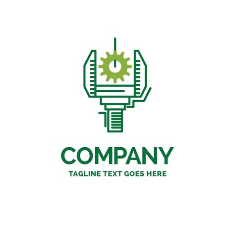 Automation Industry Machine Production Robotics Flat Business Logo Template Creative Green