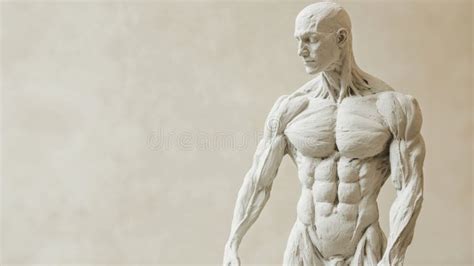 Muscular Clay Sculpture Showcasing Human Anatomy With Detailed