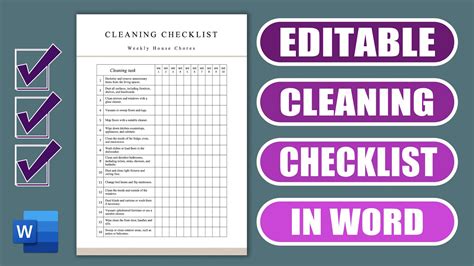 Create A Cleaning Checklist In Word Save As A PDF EASY TUTORIAL