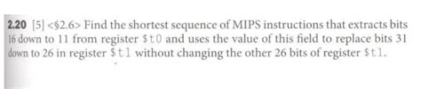 Solved 220 5 Find The Shortest Sequence Of Mips