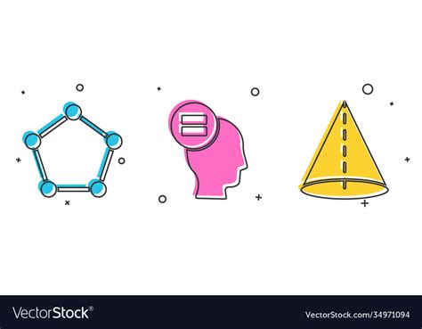 Set Geometric Figure Pentagonal Prism Calculation Vector Image
