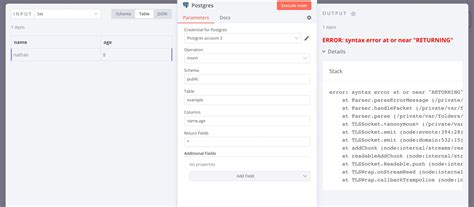 Postgres Insert Node Error Questions N8n Community