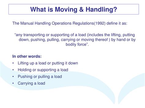 Ppt Moving And Handling Powerpoint Presentation Free Download Id