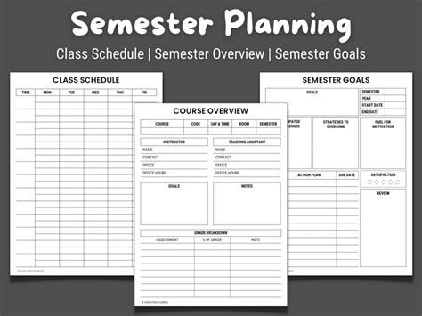 Semester Planning Printables