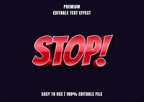 Premium Vector Editable Text Effect Stop Red Font Style