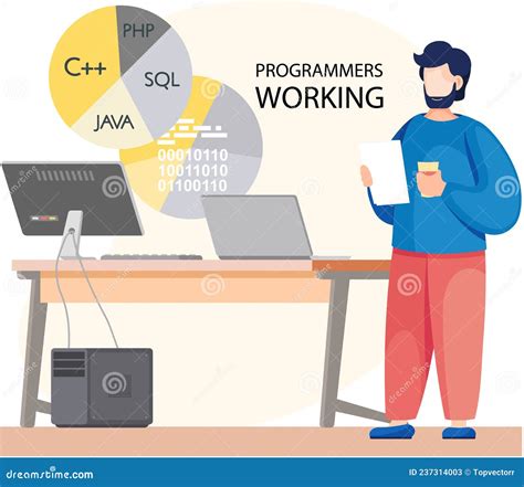 Programmer Engineering And Coding Programmer Working On Web Development On Computers Stock