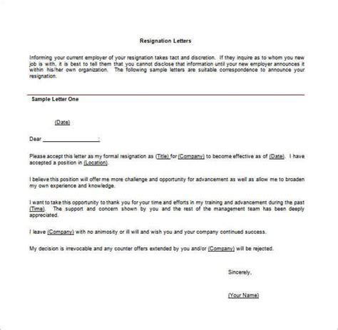 39 Simple Resignation Letter Templates Pdf Doc Free And Premium