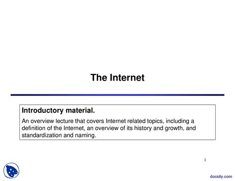The Internet Computer Networking Lecture Slides Docsity