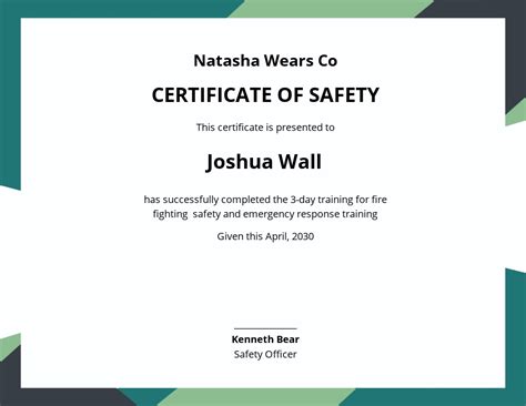 19 Free Safety Certificate Templates [customize And Download]