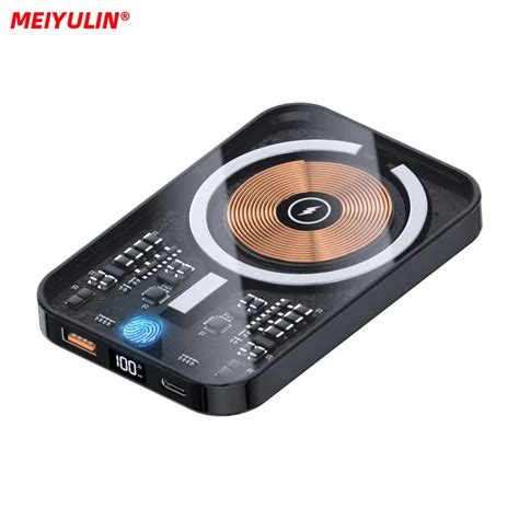 10000mah 투명 마그네틱 보조베터리 15w 무선 고속 충전기 외장 배터리 보조베터리 아이폰 Xiaomi 삼성 Aliexpress