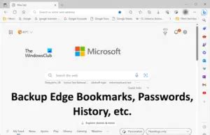 How To Backup Edge Bookmarks Passwords History Etc