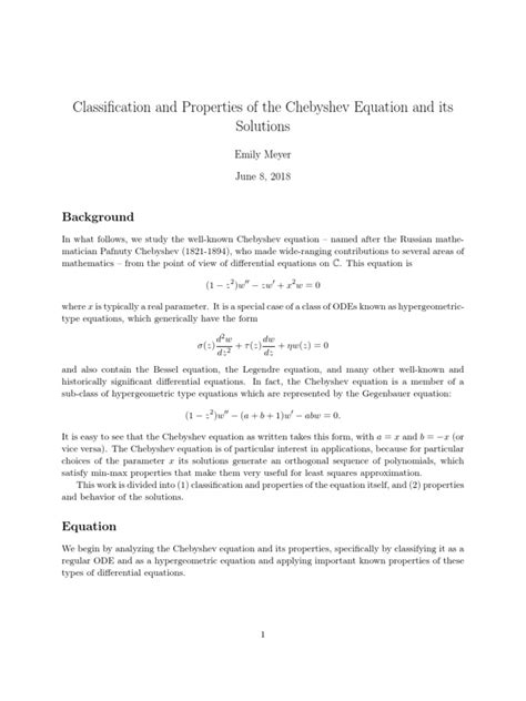 Chebyshev Equation Pdf Equations Ordinary Differential Equation