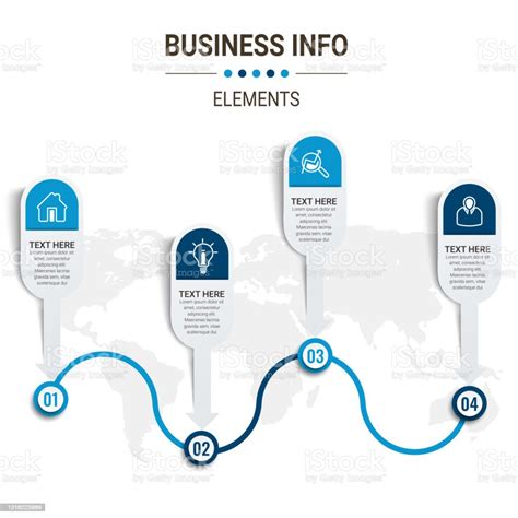 아이콘이 있는 벡터 일러스트인 인포그래픽 디자인 템플릿입니다 워크플로 레이아웃 다이어그램 연례 보고서 웹 디자인에 사용할 수 있습니다 0명에 대한 스톡 벡터 아트 및 기타