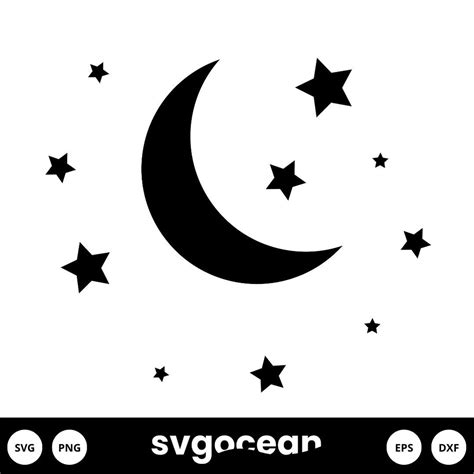 Moon And Star Svg Vector For Instant Download Svg Ocean — Svgocean