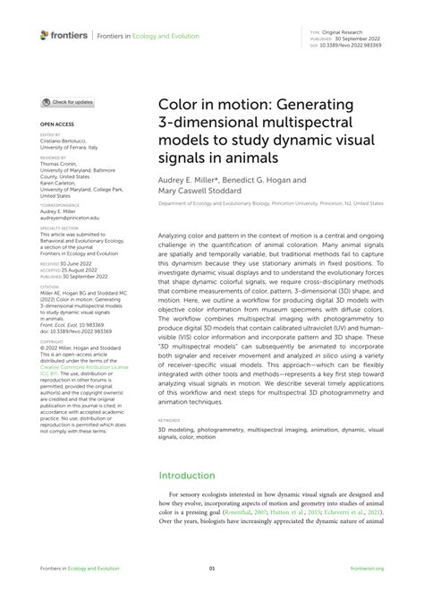 Pdf Color In Motion Generating 3 Dimensional Multispectral Models To