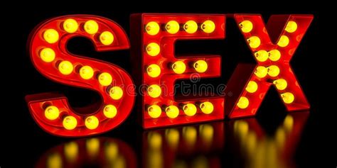 Sex Signboard From Golden Light Bulb Letters Retro Glowing Font 3d