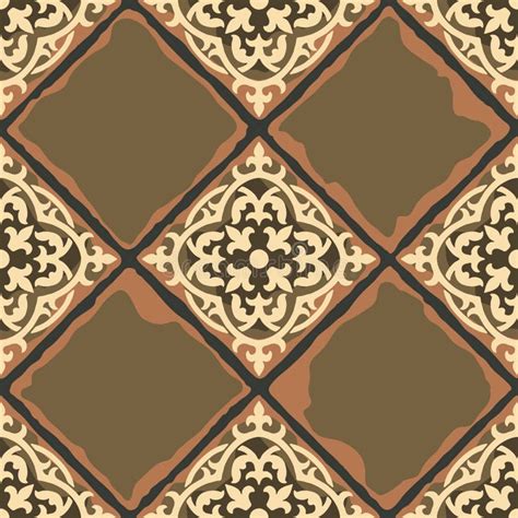 Ancient Ceramic Tile Seamless Pattern Wall Or Floor Texture Decorative Antique Stone Ornament