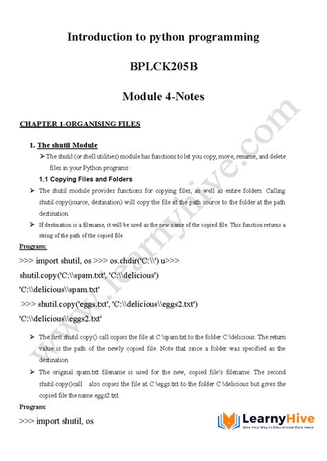 Bplck 205b M4 1 Notes Introduction To Python Programming Bplck205b Module 4 Notes Chapter