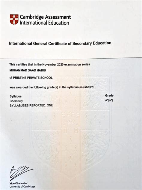 Muhammad Saad Habib Chemistry Transcript Igcse Front And Back Pdf